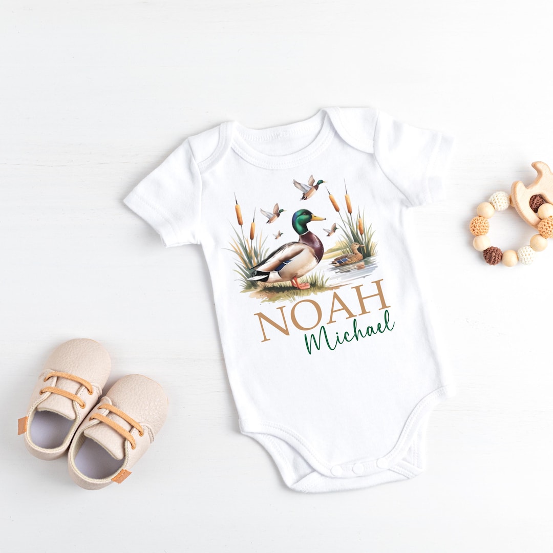 Personalized Duck Baby Onesie® Custom Name Baby Tee Mallard Baby Shower ...