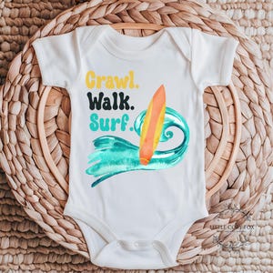 Surf Baby Onesie® Crawl Walk Surf Bodysuit Beachy Newborn Outfit ...