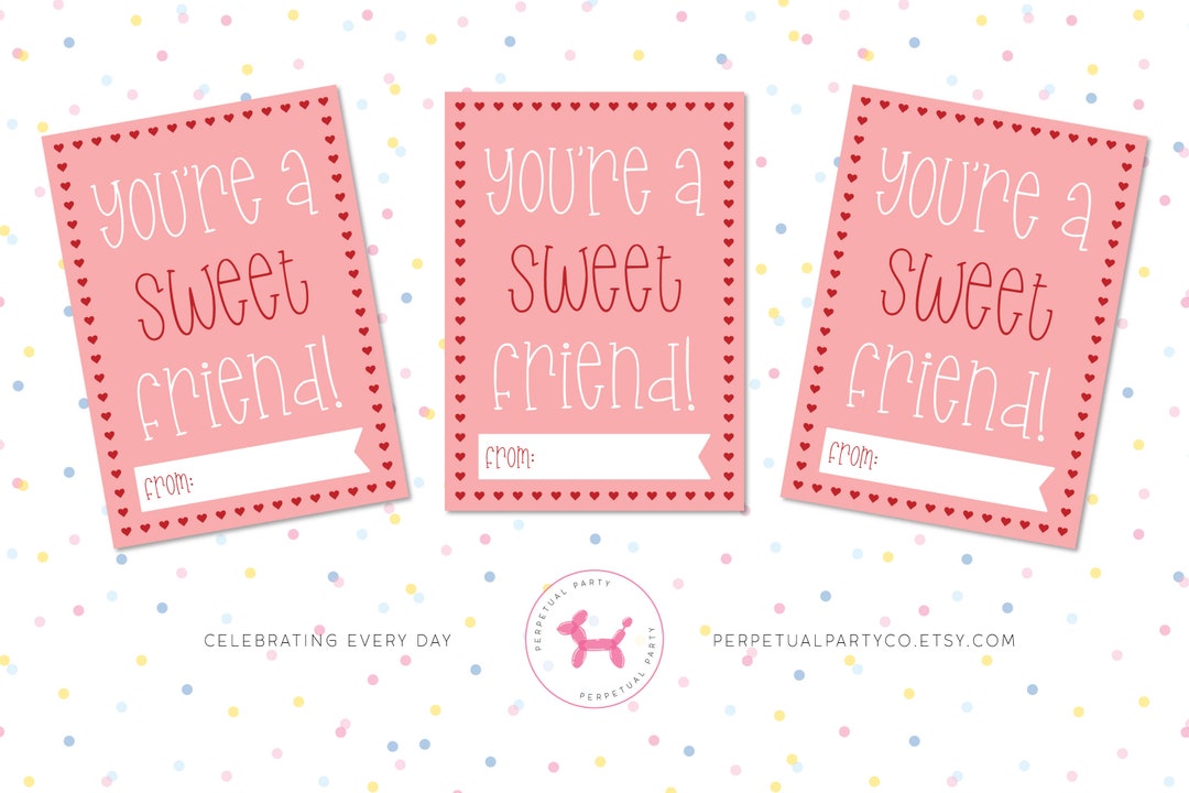 Kids Valentines Cards - You're a Sweet Friend Tags (printable) - Etsy