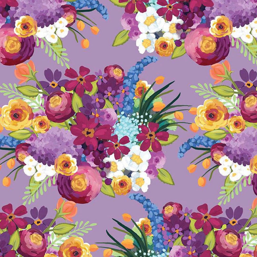 Floralicious Main lilac C13480 by Lila Tueller for Riley Blake Designs ...