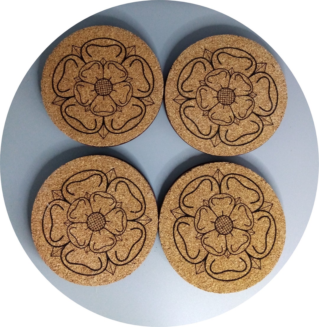 Handmade Yorkshire Rose Cork Drinks Coasters - Etsy