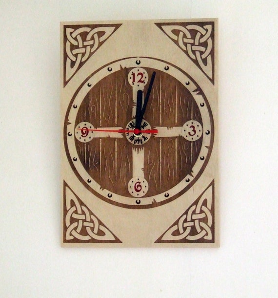 Handmade Wooden Berserker Shield Viking Design Clock | Etsy