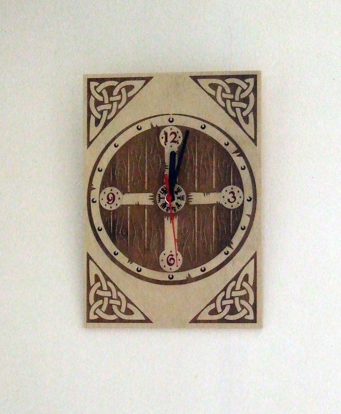 Handmade Wooden Berserker Shield Viking Design Clock | Etsy