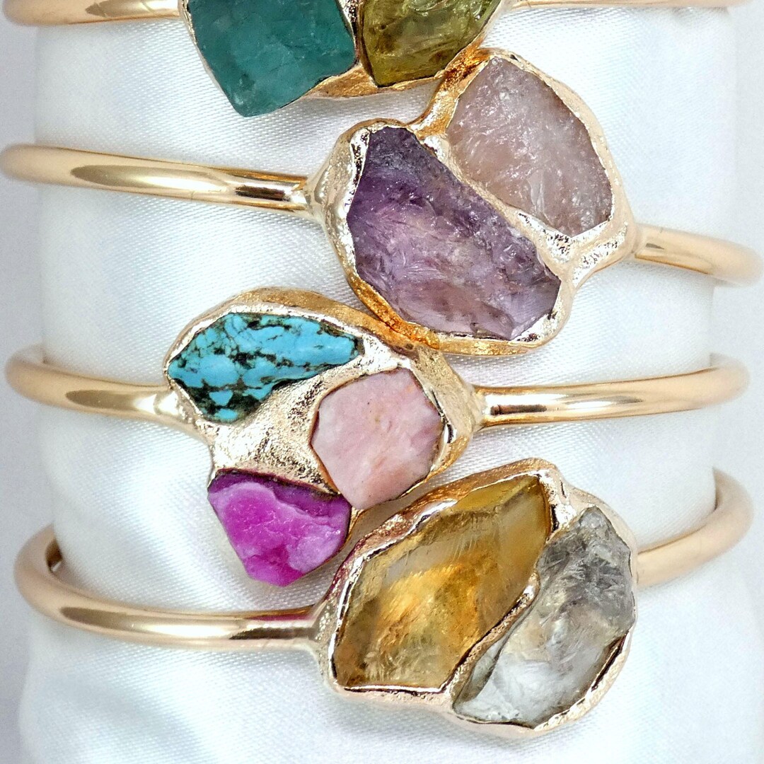 Custom Gemstone Bracelet, Personalized Gift, Chunky Colorful Stone ...