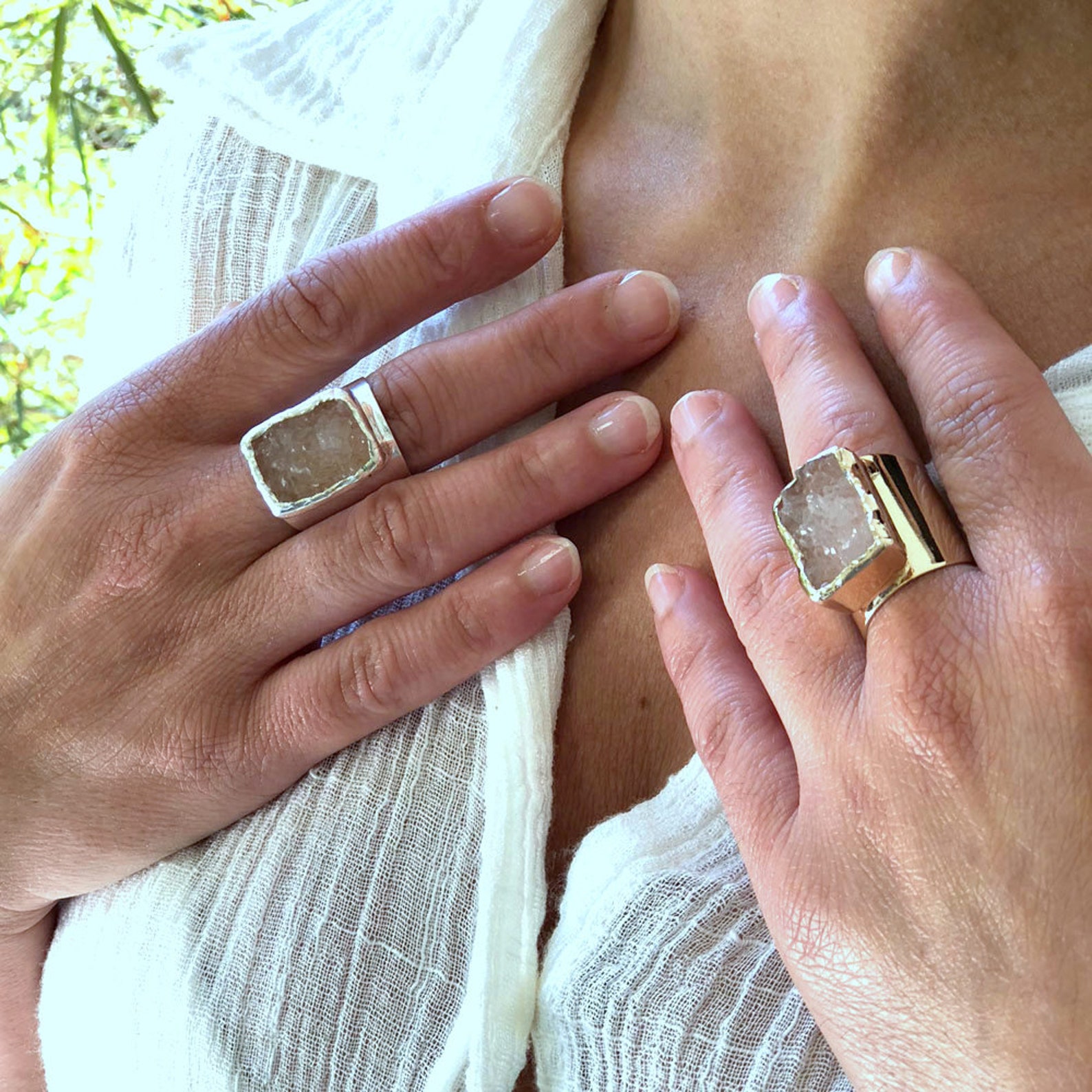 Druzy Ring Geode Ring Raw Stone Ring Cocktail Ring - Etsy Canada