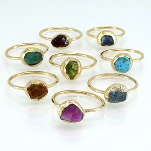 Stacking Birthstone Ring, Raw Stone Stacking Rings, Raw Birthstone Ring ...
