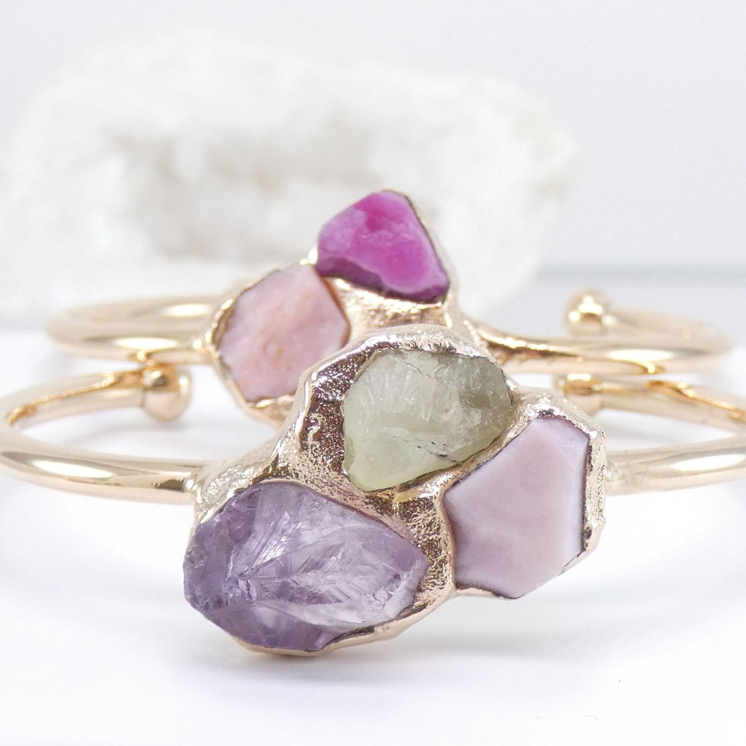 Custom Gemstone Bracelet, Personalized Gift, Chunky Colorful Stone ...