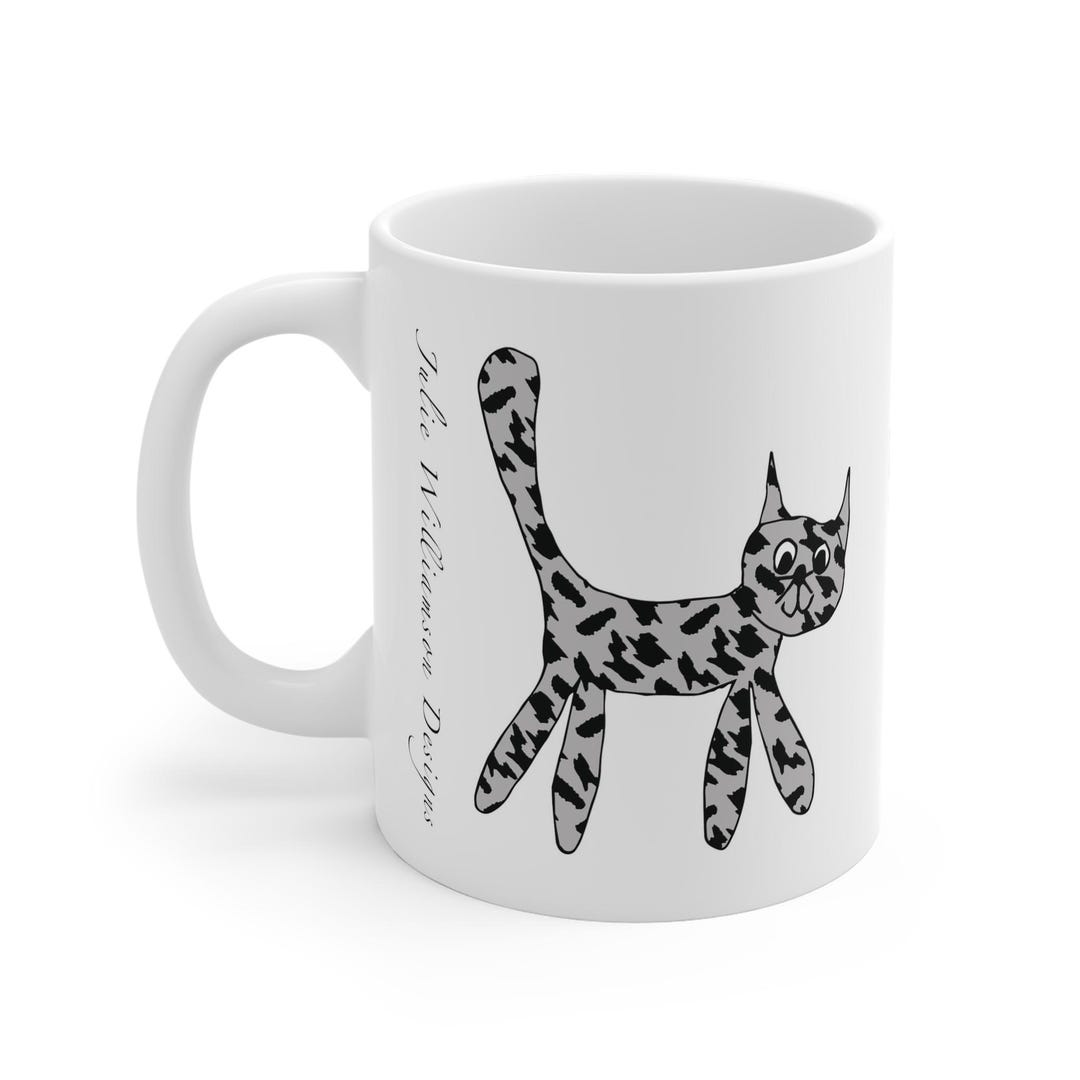 Mug, Cute Quirky Grey and Black Smudge Cat, Cat Lover Gift, Cat Mug ...