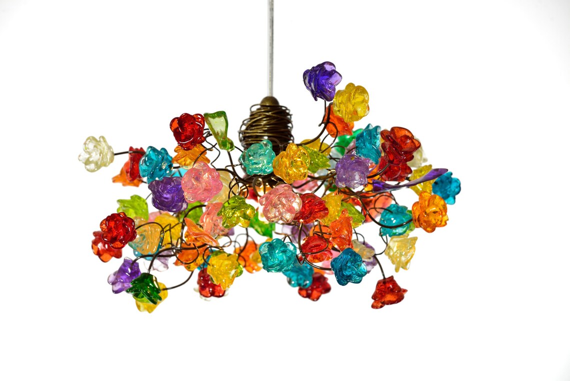 Multicolored Pendant Light, Kitchen Island Light With Flowers, a Unique ...