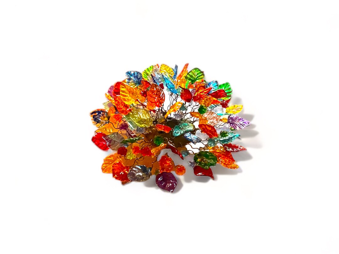 Flush Mount Ceiling Light With Rainbow Color Flowers and Leaves ...