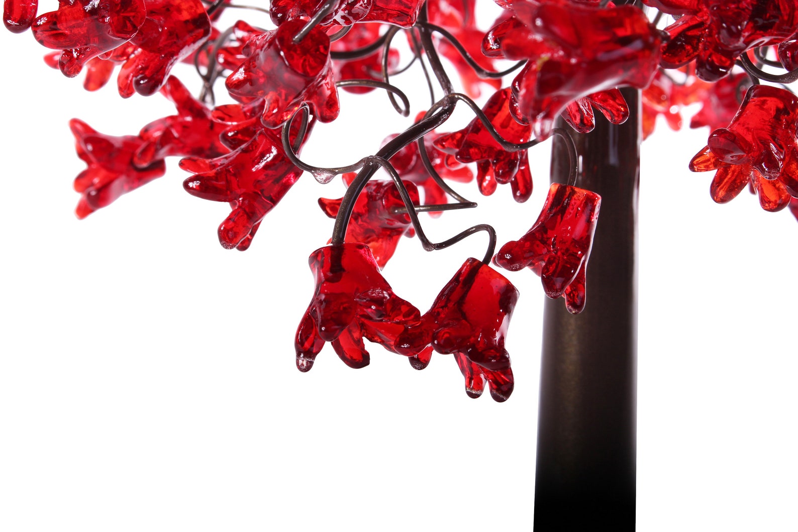 Red Table Lamp, Bedside Lamp With Red Jumping Flowers and Metal Wires ...