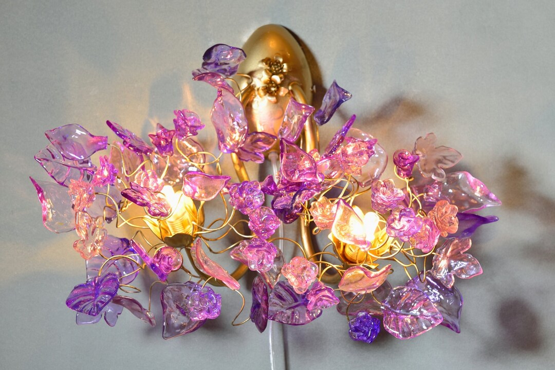 Double Bouquet Wall Lamp - Purple Shades ,sconce Lighting - Etsy