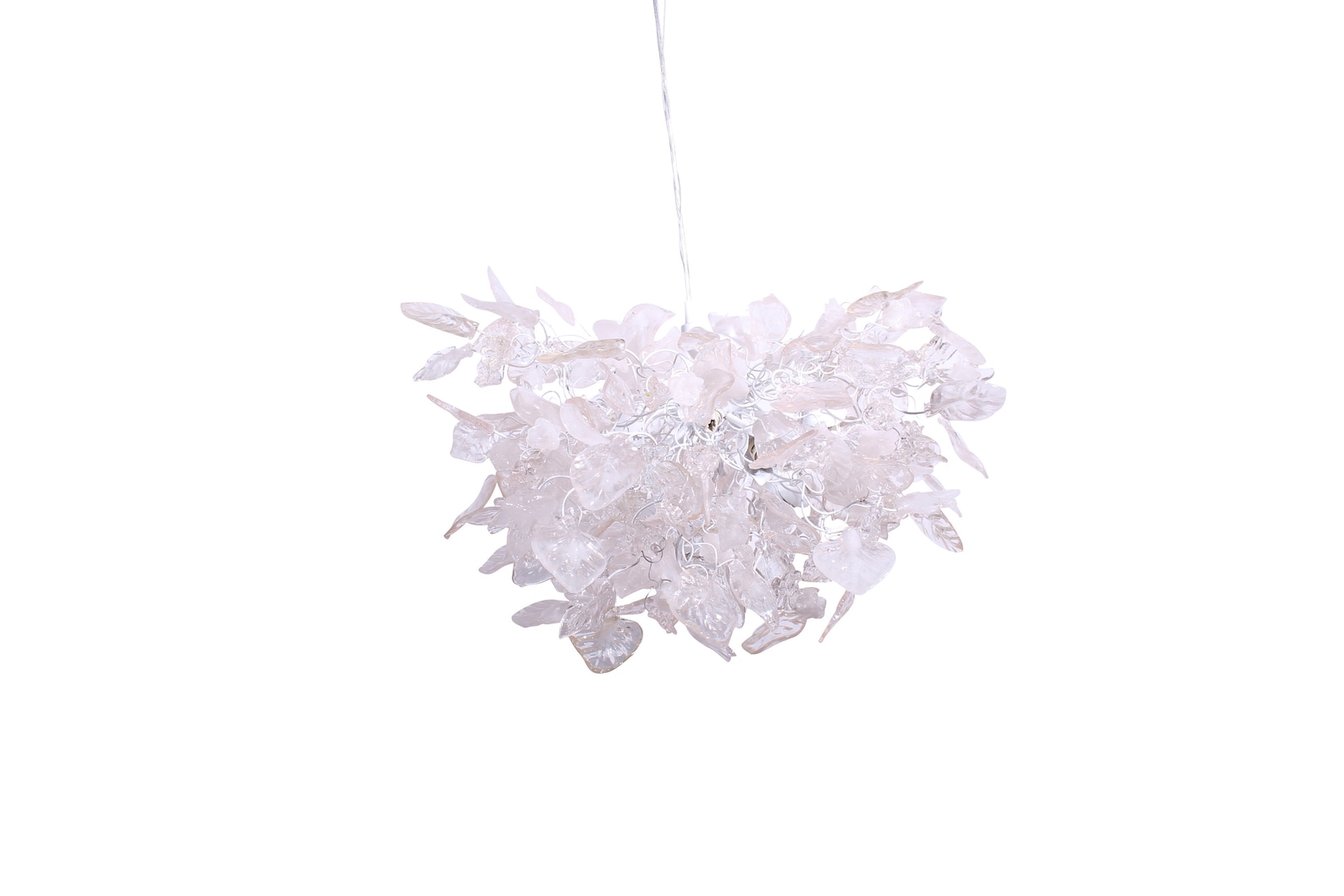 Hanging Ceiling Light With White and Clear Leaves and Flowers for ...