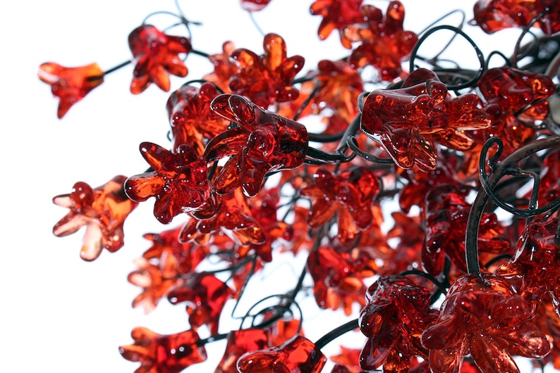 Romantic Red Chandeliers With Flowers, Hanging Lamp for Living Room ...