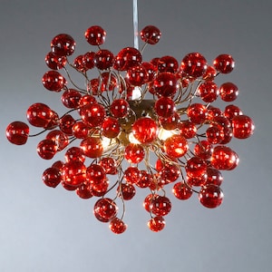Red Ceiling Lamp, Hanging Light With Red Bubbles for Dining Table ...