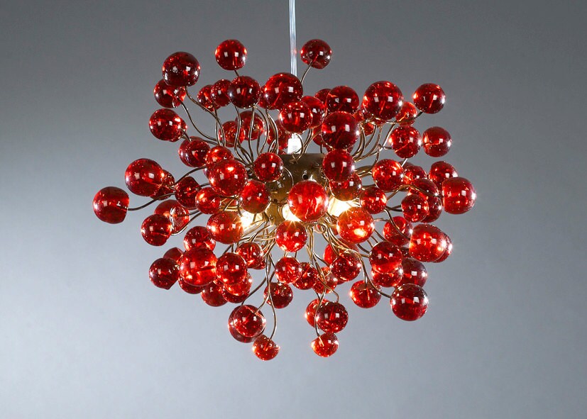 Red Ceiling Lamp, Hanging Light With Red Bubbles for Dining Table ...