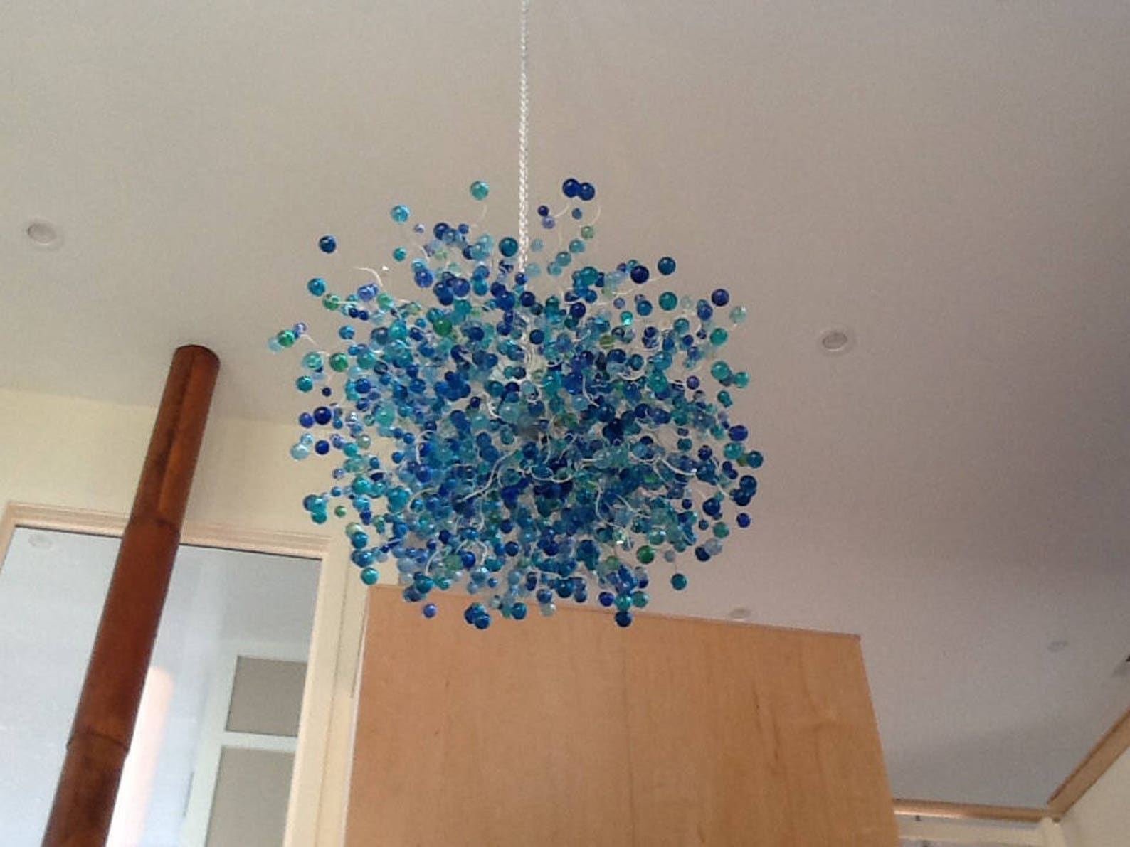 Blue Ceiling Lighting Fixture With Blue Bubbles for Dining | Etsy