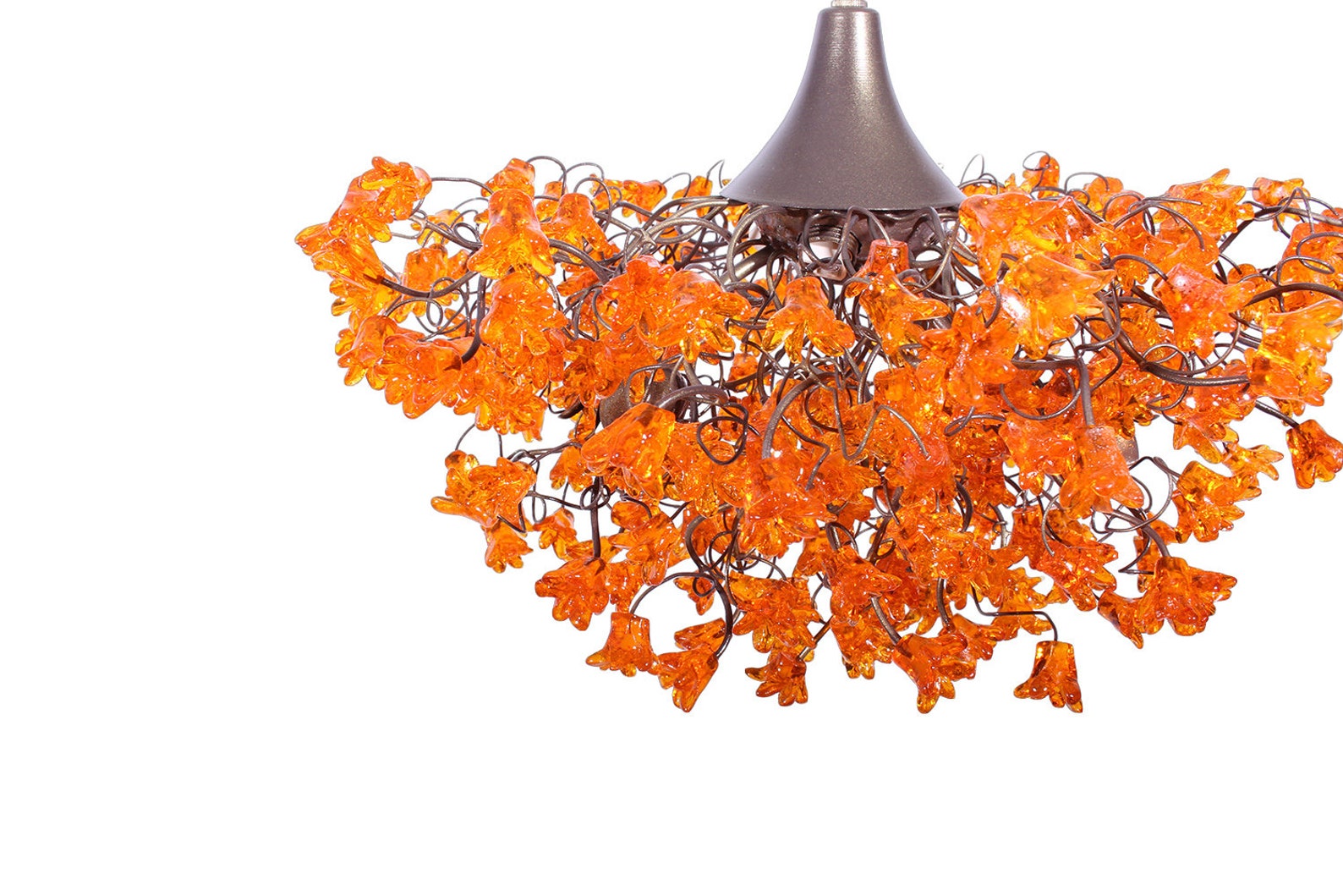 Orange Chandeliers With Flowers, Orange Hanging Lamp for Living Room ...