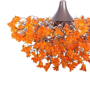 Orange Chandeliers With Flowers, Orange Hanging Lamp for Living Room ...