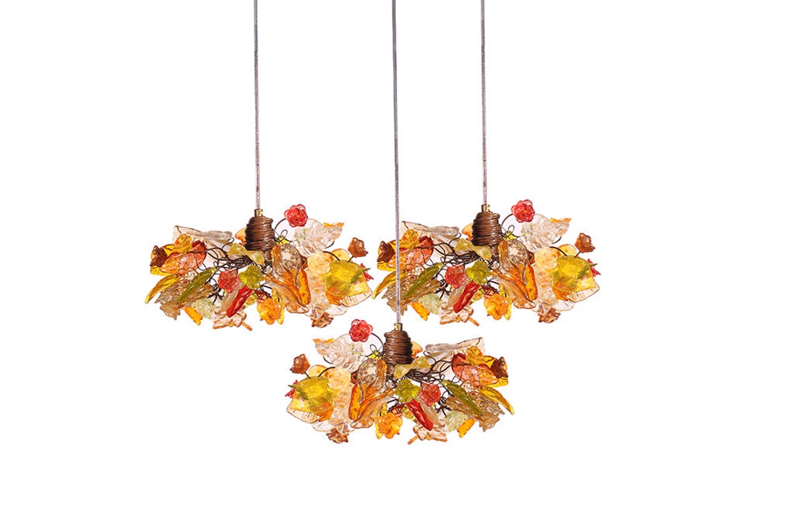 Pendant Chandelier Multi Pendants Ceiling Light With Flowers and Leaves ...