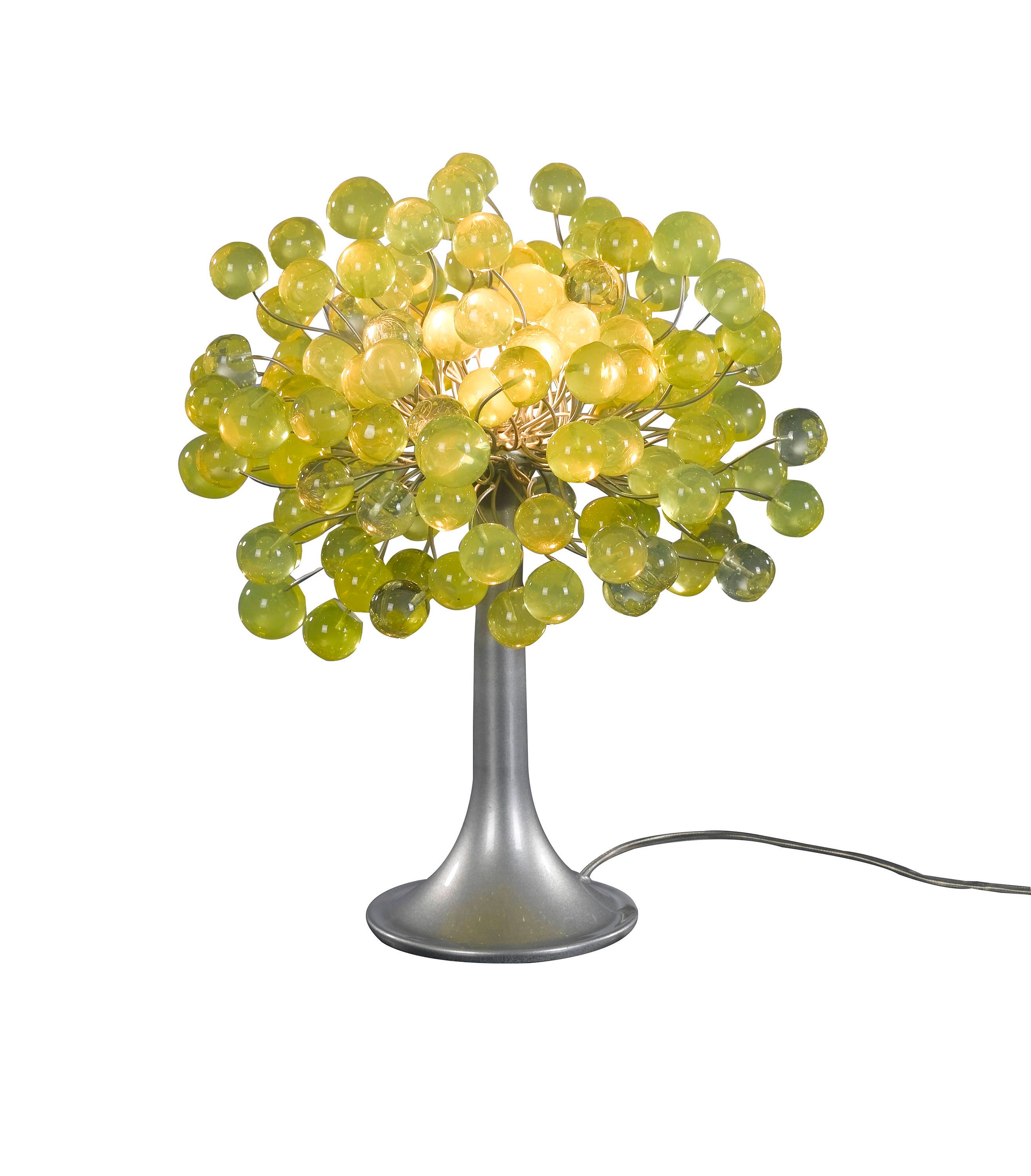 Yellow Table Lamp, Bedside Lamp With Lemon Green Bubbles With Metal ...
