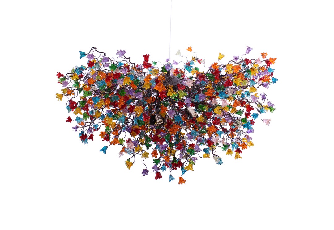 Mesmerizing Large Modern Chandelier With Rainbow Flowers, Artistic ...