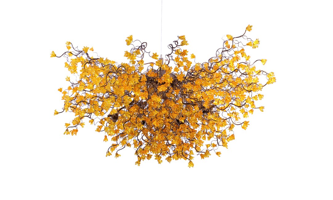 Hanging Ceiling Light With Yellow Flowers for Dining Room. - Etsy