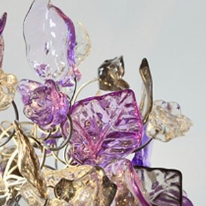 Unique Hand Made Purple Table Lamp With Flowers and Leaves - Etsy