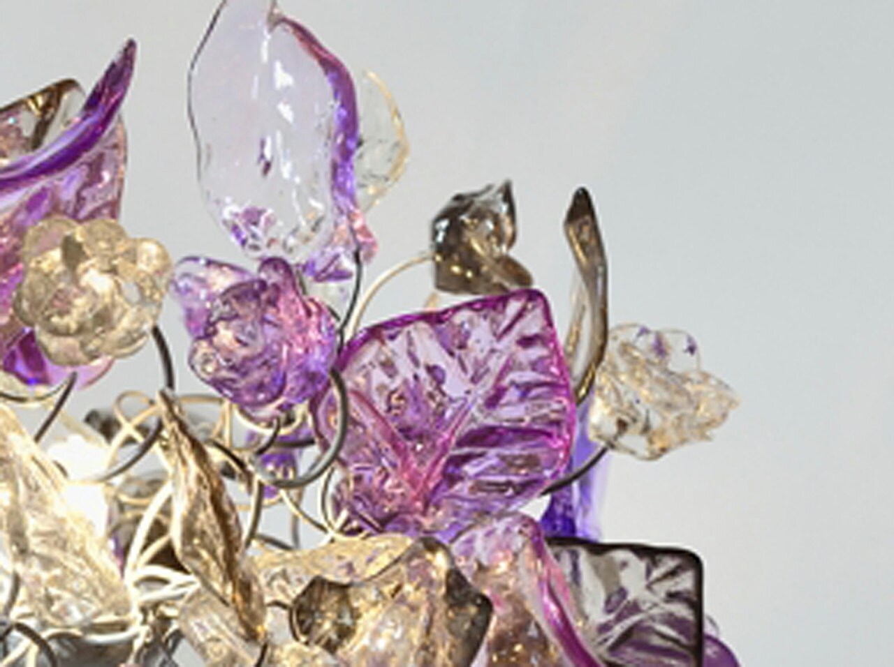 Unique Hand Made Purple Table Lamp With Flowers and Leaves - Etsy