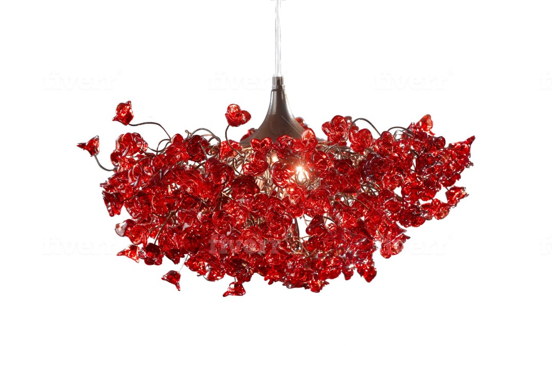 Modern Hanging Light With Red Flowers for Living Room, Bedroom, Dining ...