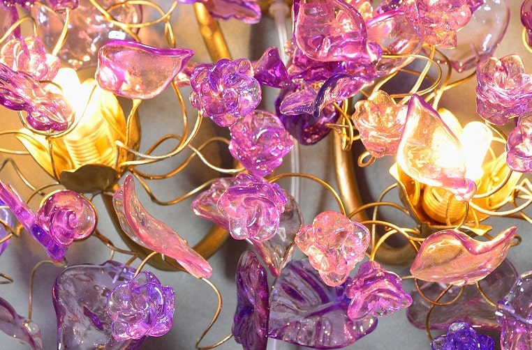 Double Bouquet Wall Lamp Purple Shades sconce Lighting - Etsy