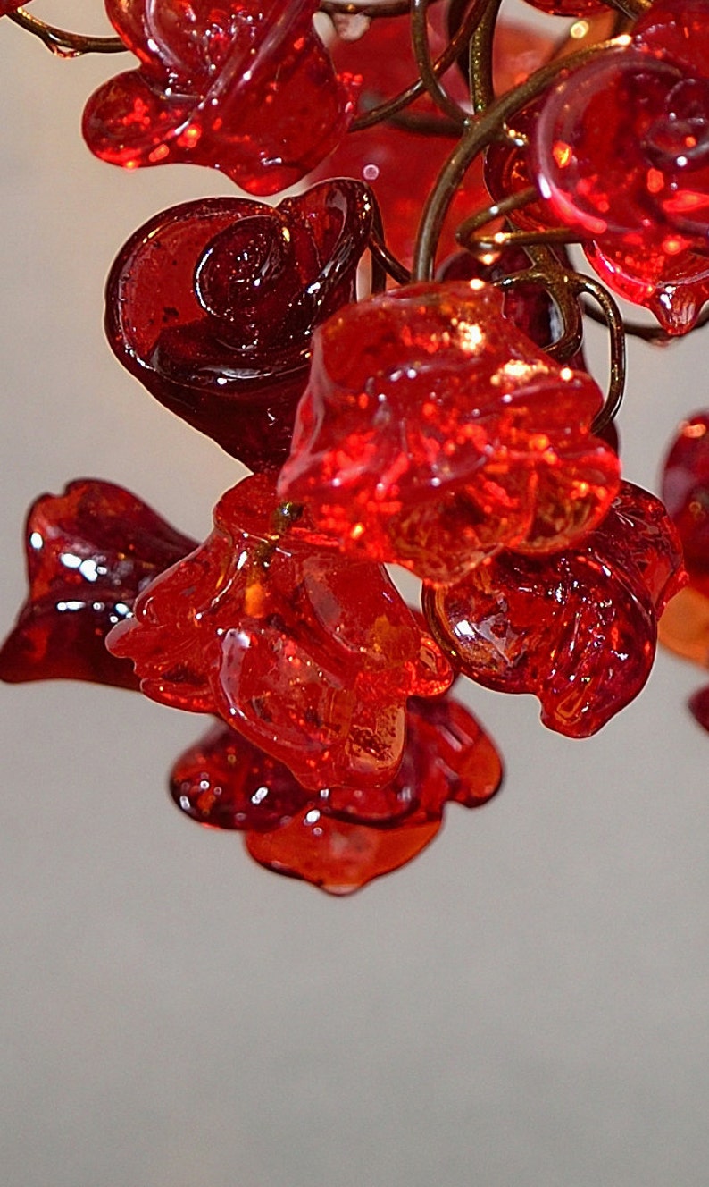 Red Table lamp bedside lamps with Red roses flowers Romantic | Etsy