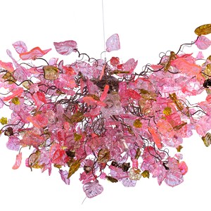 Hanging Chandeliers - Unique Light Fixtures Pink Flowers & Leaves for ...