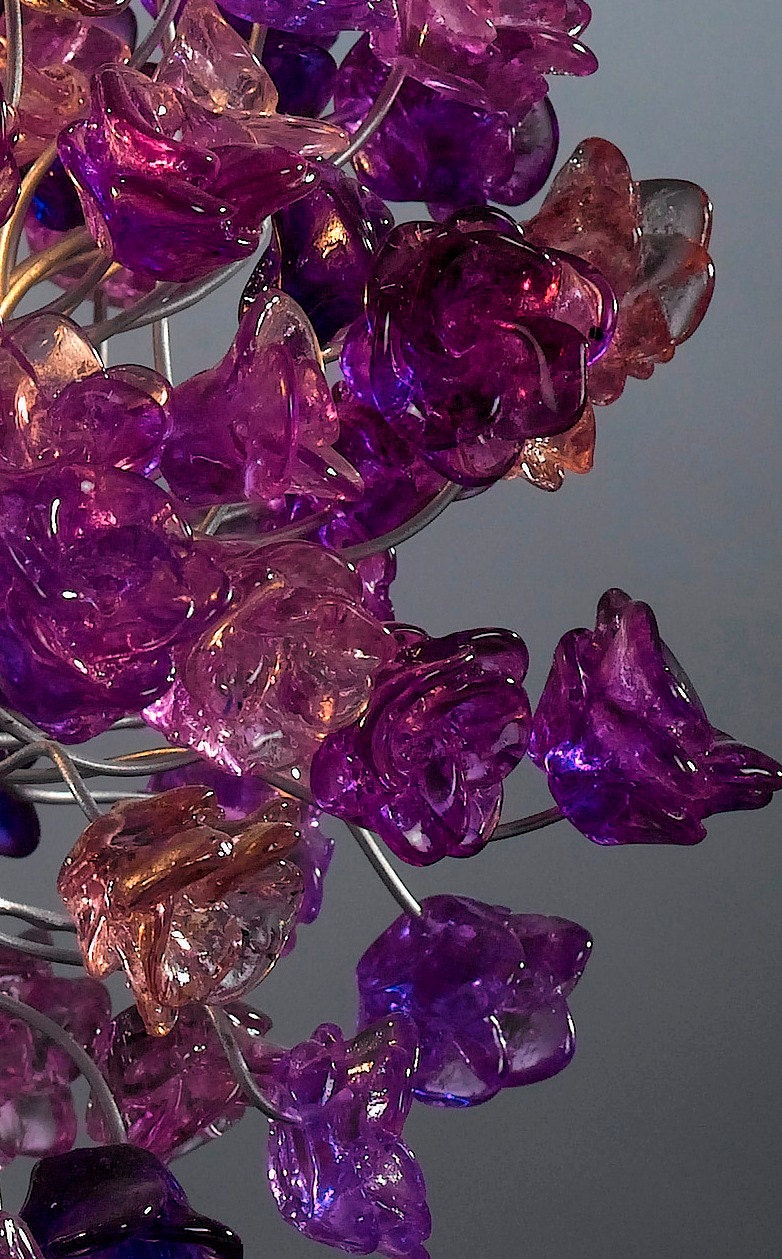 Purple Table Lamp Bedside Table Lamp With Purple Flowers - Etsy