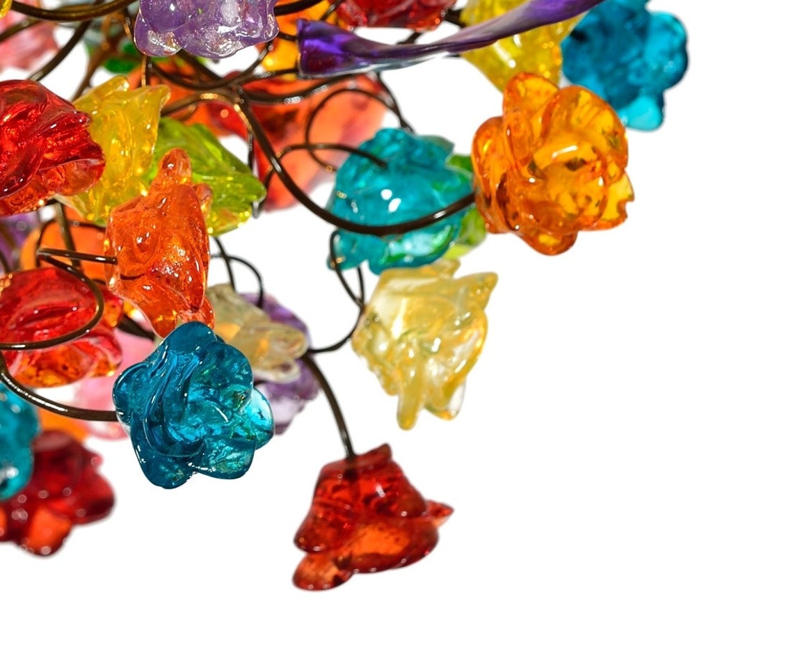 Multicolored Pendant Light, Kitchen Island Light With Flowers, a Unique ...
