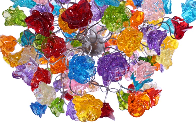 Ceiling Light Fixture With Rainbow Color Roses Pendent Light for Hall ...