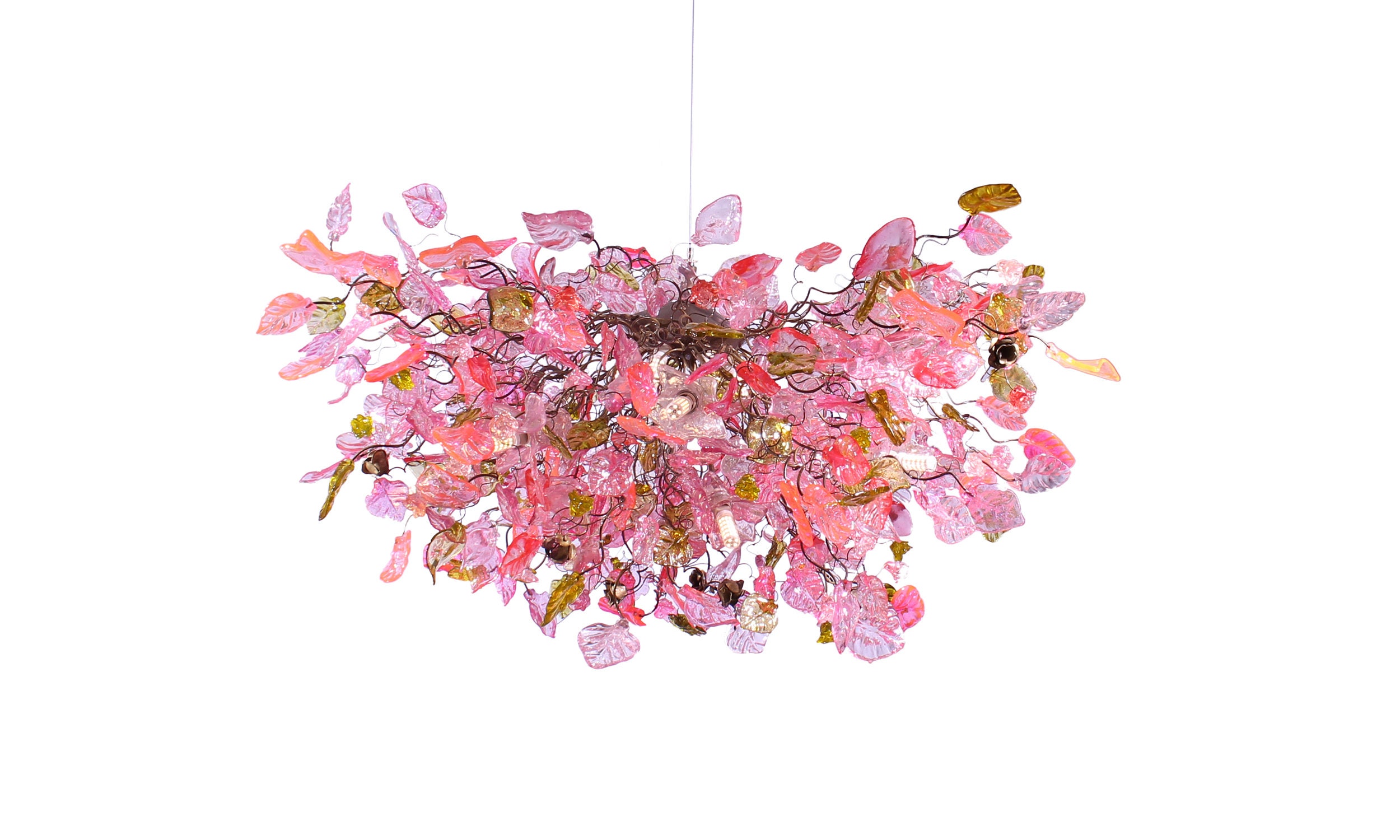 Hanging Chandeliers Unique Light Fixtures Pink Flowers & | Etsy