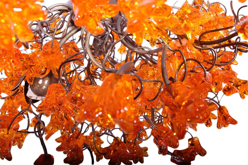 Orange Chandeliers With Flowers, Orange Hanging Lamp for Living Room ...
