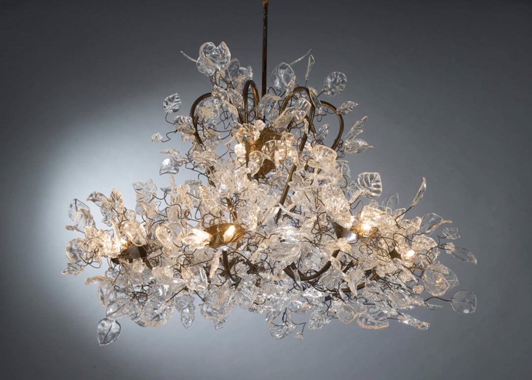 Chandeliers Royal Lighting With Transparent Clear Leaves and Flowers ...