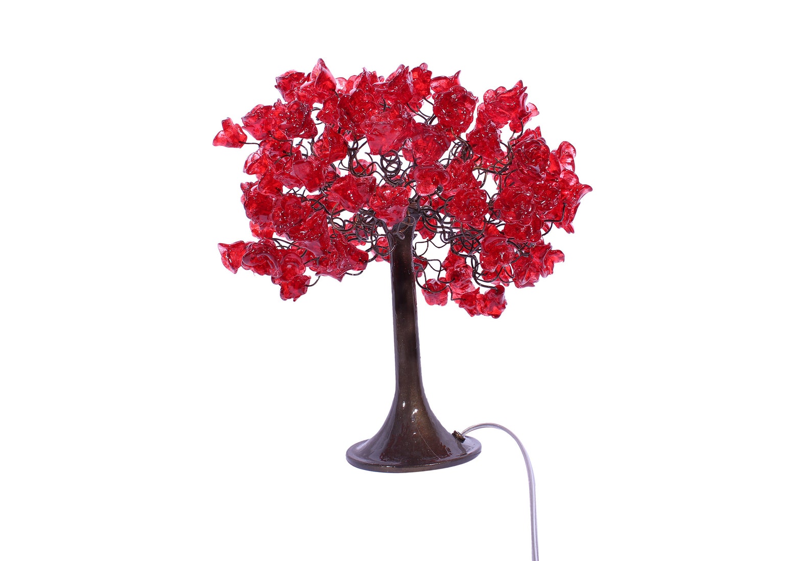 Red Table Lamp Bedside Lamps With Red Roses Flowers Romantic - Etsy