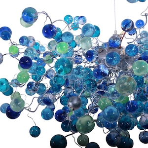 Blue Ceiling Lighting Fixture With Blue Bubbles for Dining Room, Living ...