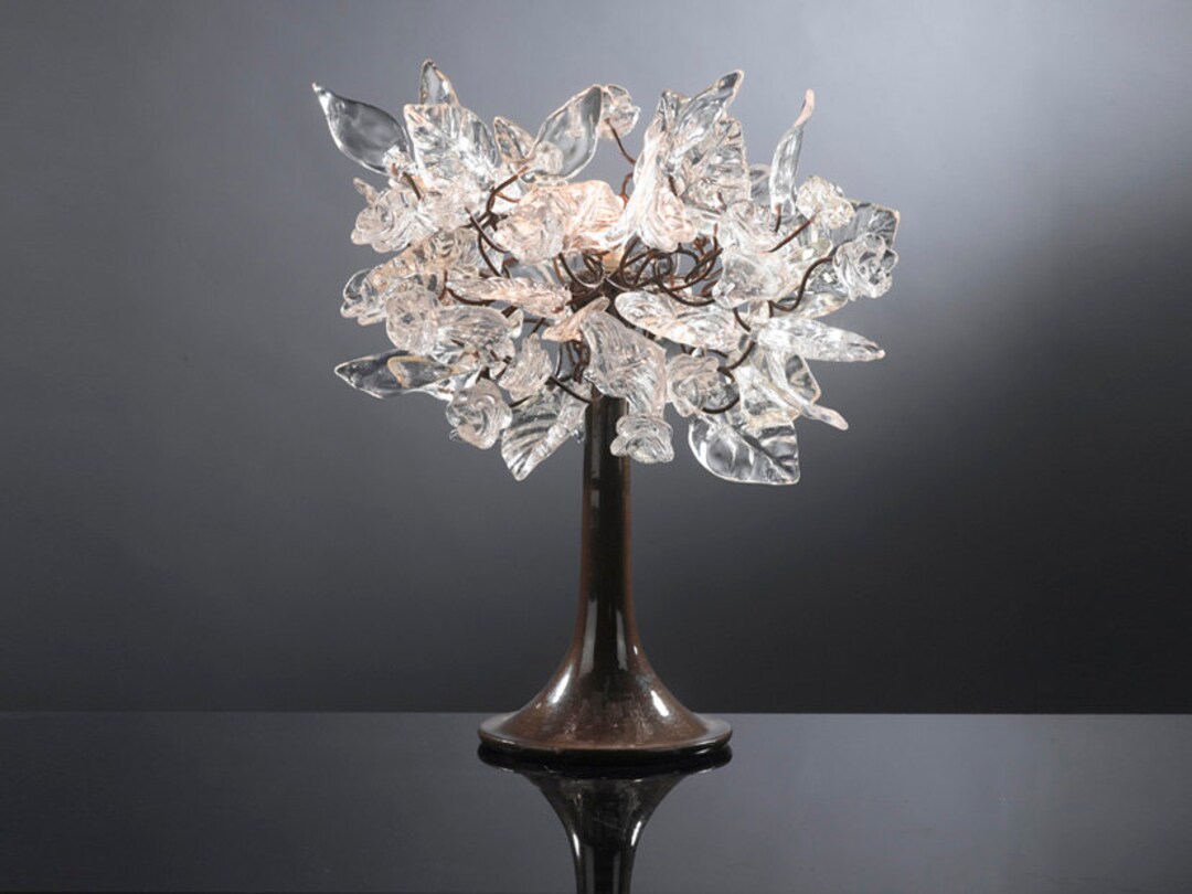 Modern Table Lamp, Decorative Table Lamp With Clear Flowers and Leaves ...