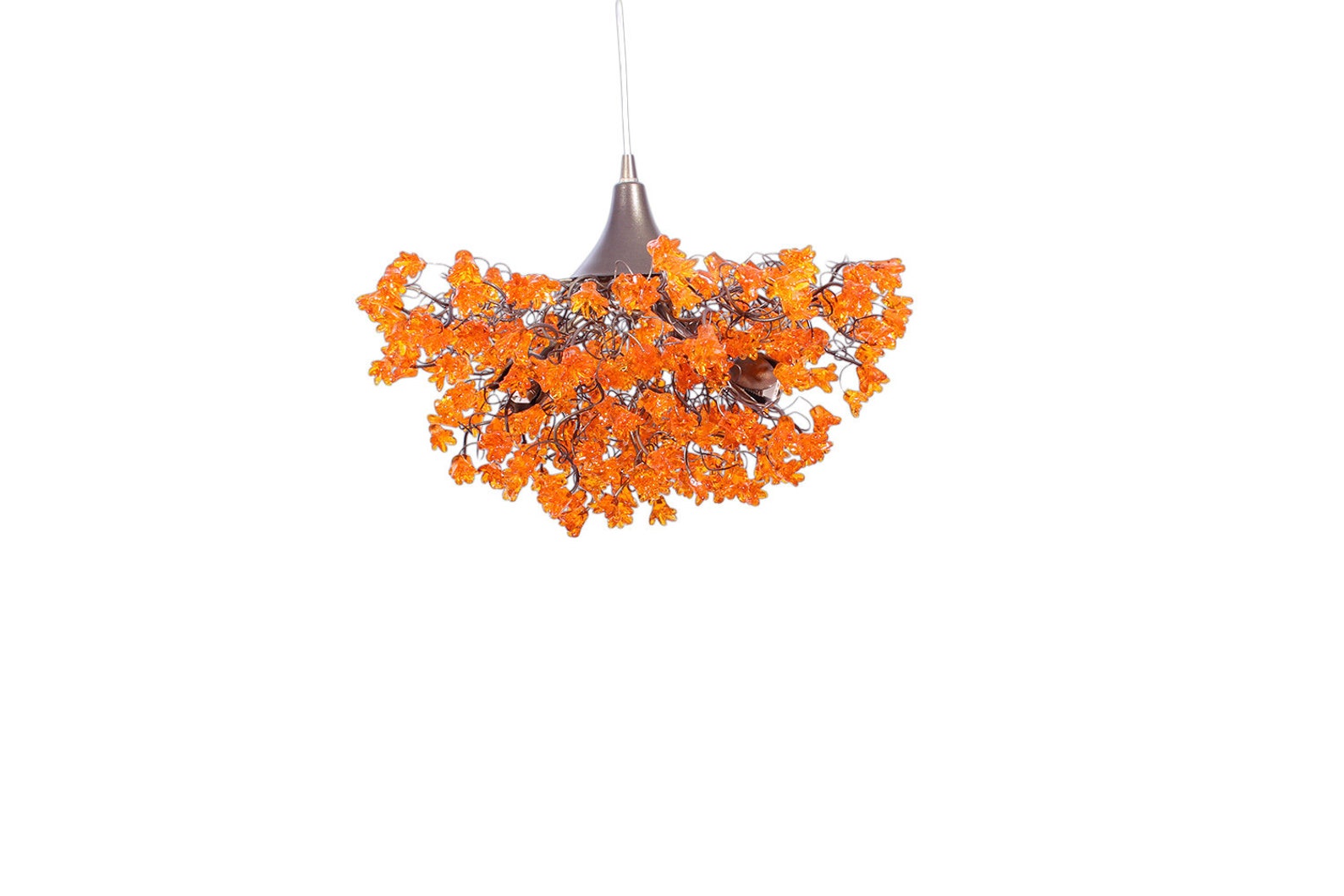 Orange Chandeliers With Flowers, Orange Hanging Lamp for Living Room ...