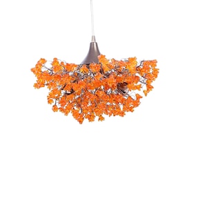 Orange Flower Chandelier, Handmade Resin Floral Hanging Lamp - Etsy