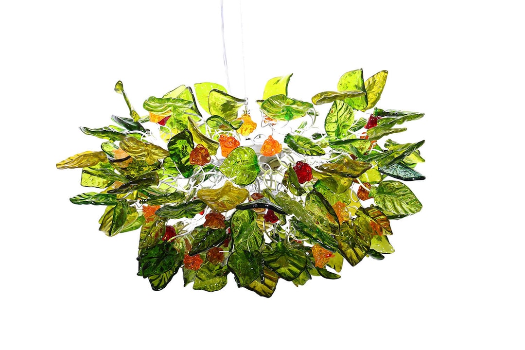 Unique Lighting With Green Color Flowers & Leaves for Dining Room ...