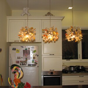 Lighting - Triple Pendant Light With Yellow Flowers and Leaves for ...