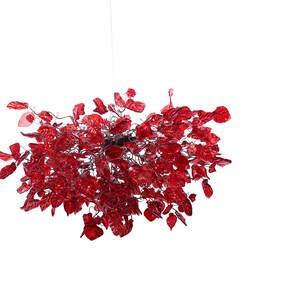 Ceiling Light Fixture - Red Hanging Chandeliers With Flowers and Leaves ...