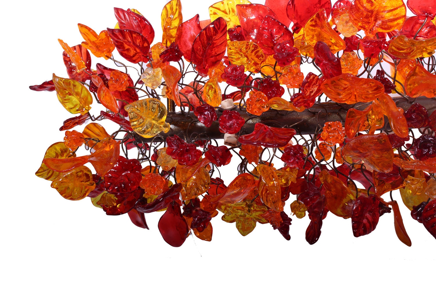 Ceiling Light Fixture With Warm Color Flower & Leaves Hanging | Etsy