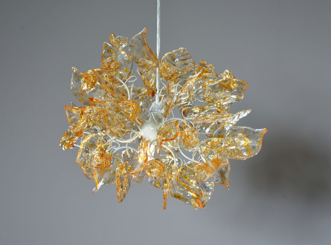 Ceiling Light Clear Flowers and Leaves With Amber Point Colors for ...