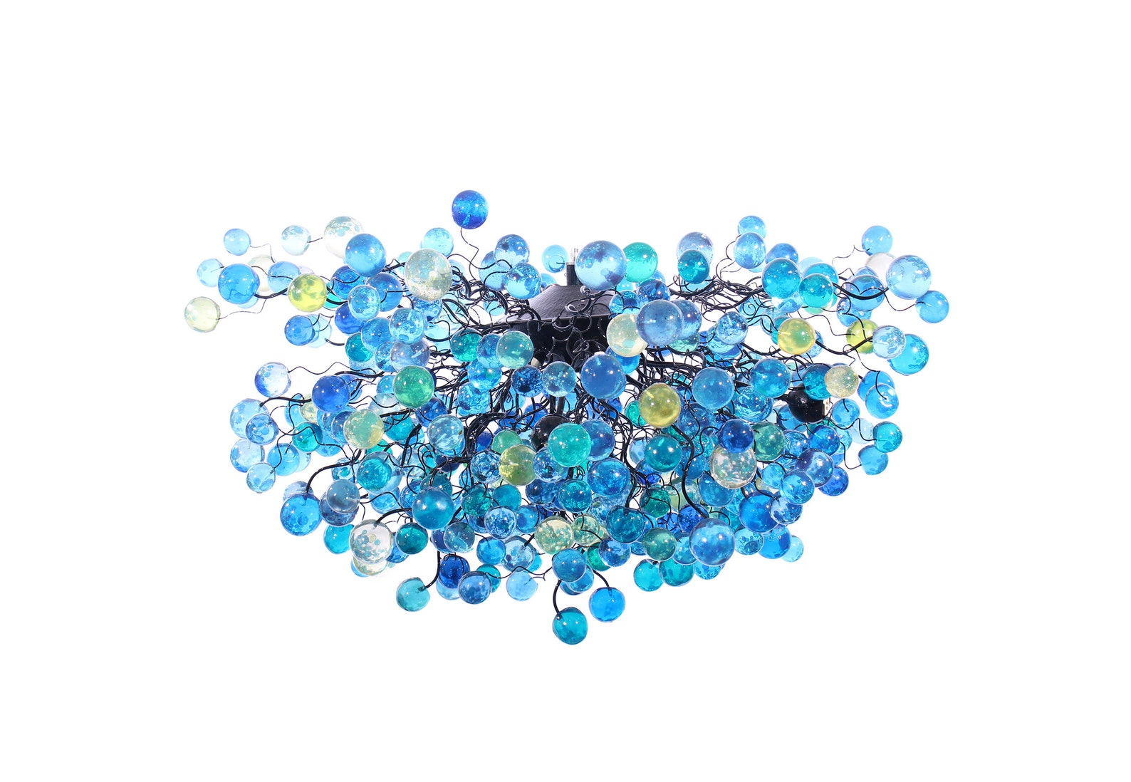 Blue Ceiling Lighting Fixture With Blue Bubbles for Dining Room, Living ...